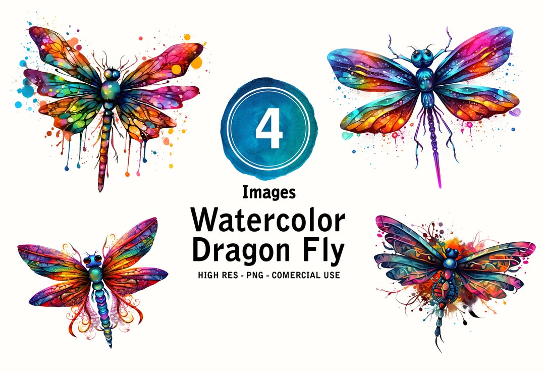 Dragon Fly Watercolor PNG Dragon Fly Clipart Sublimation - Etsy
