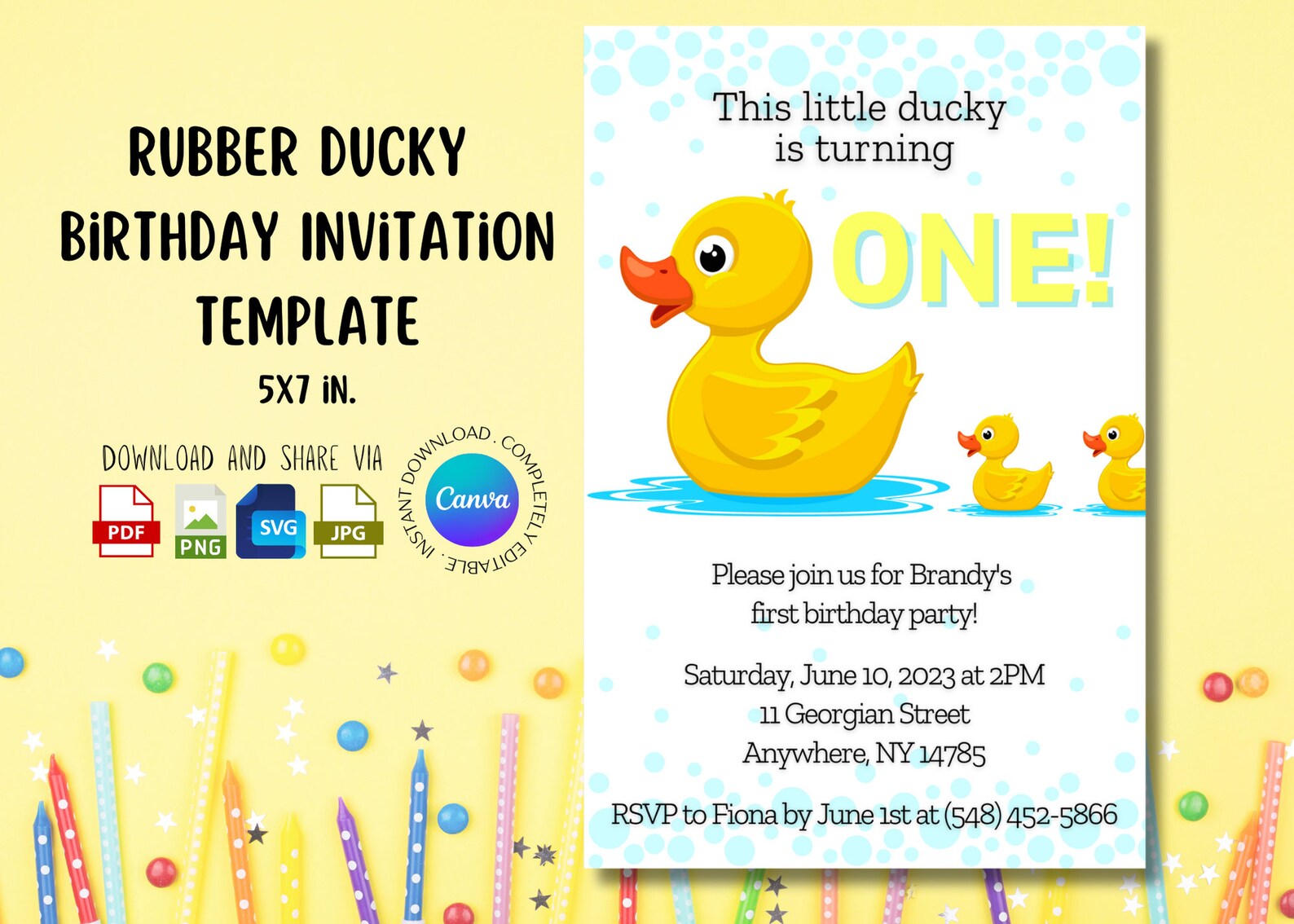 Rubber Ducky Birthday Invitation, Rubber Ducky Party, Baby Birthday ...