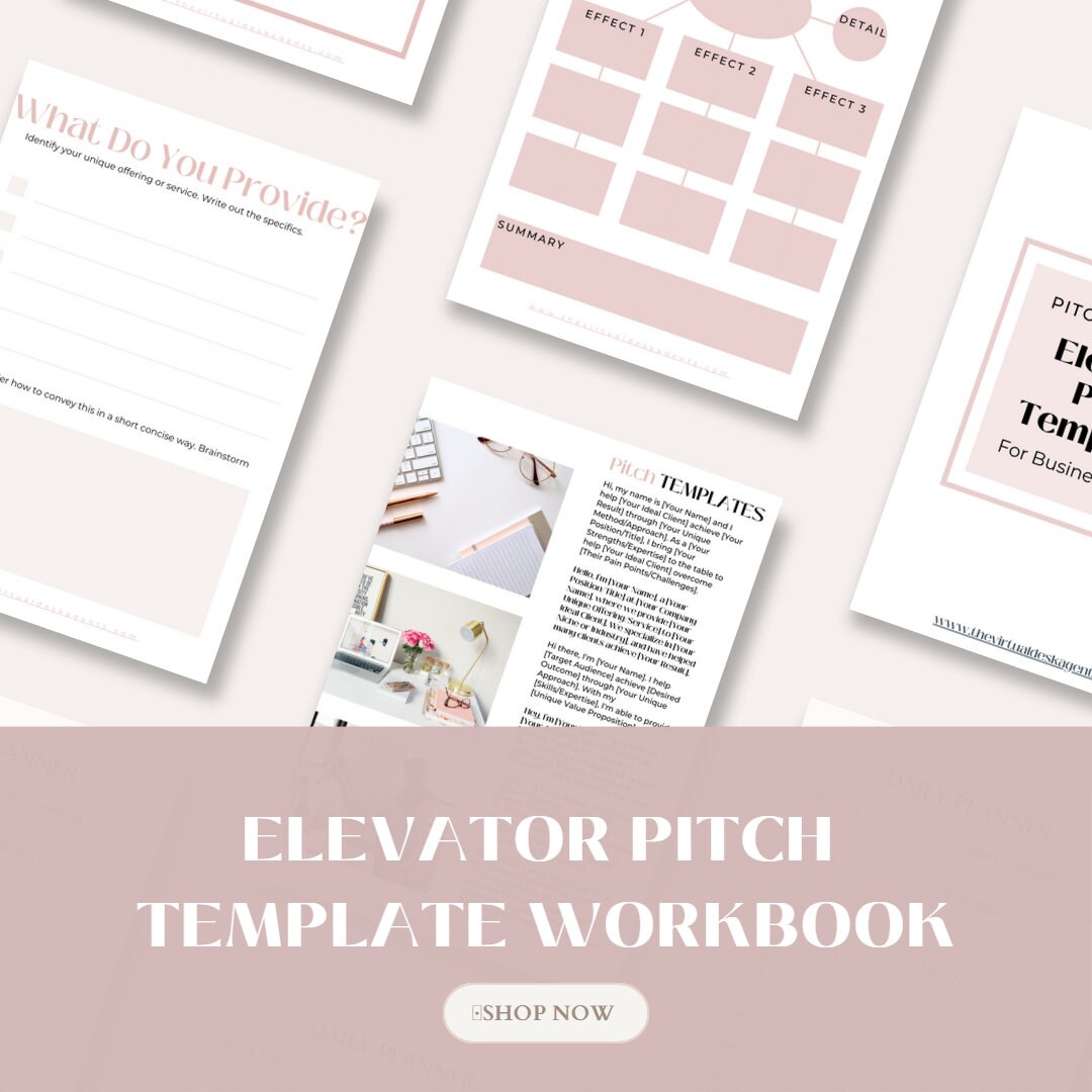 Elevator Pitch Templates Workbook Guide to Creating a - Etsy