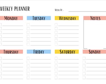 Simple Weekly Planner - Etsy