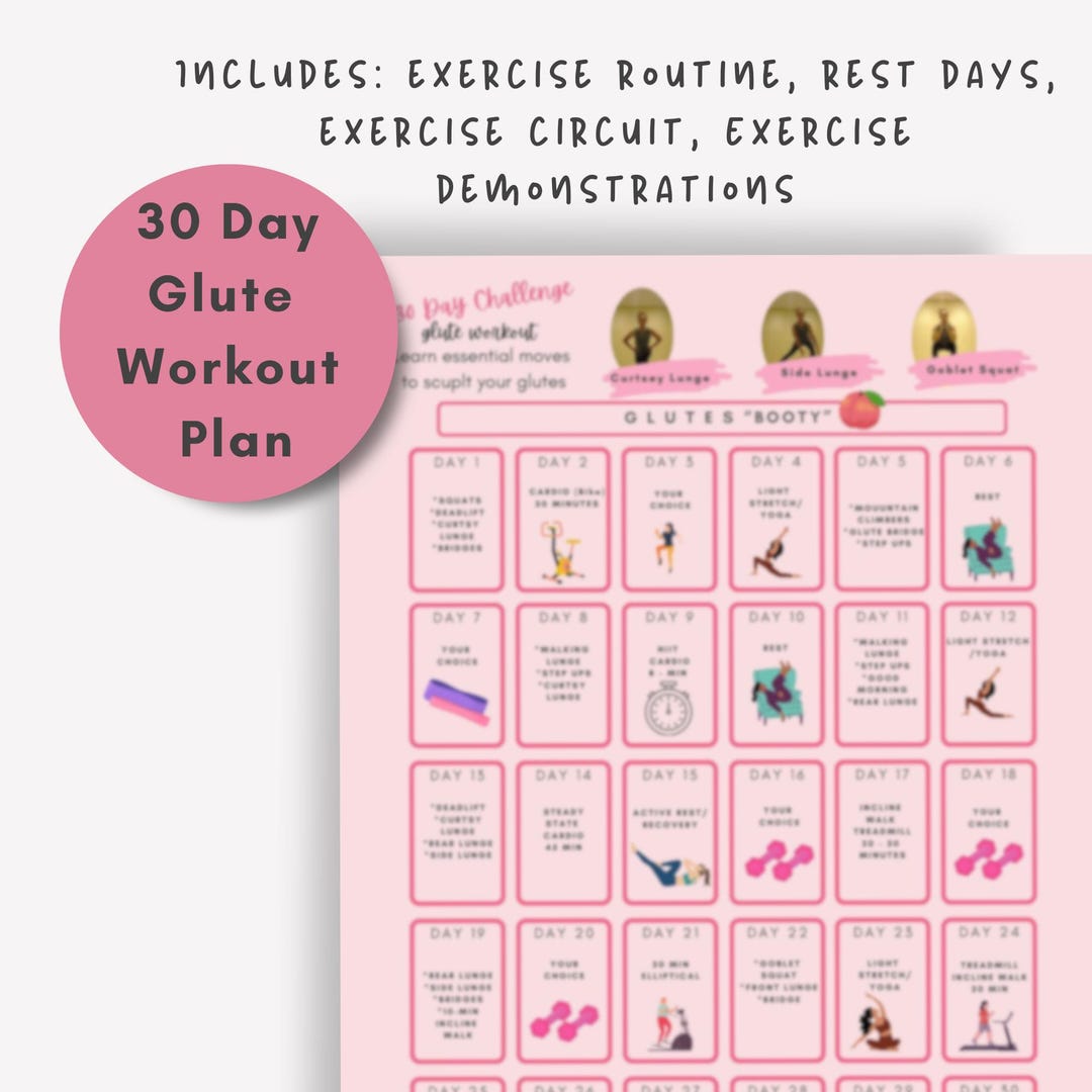 30-day Glute Challenge Plan | At-home Workout for Stronger, Toned ...