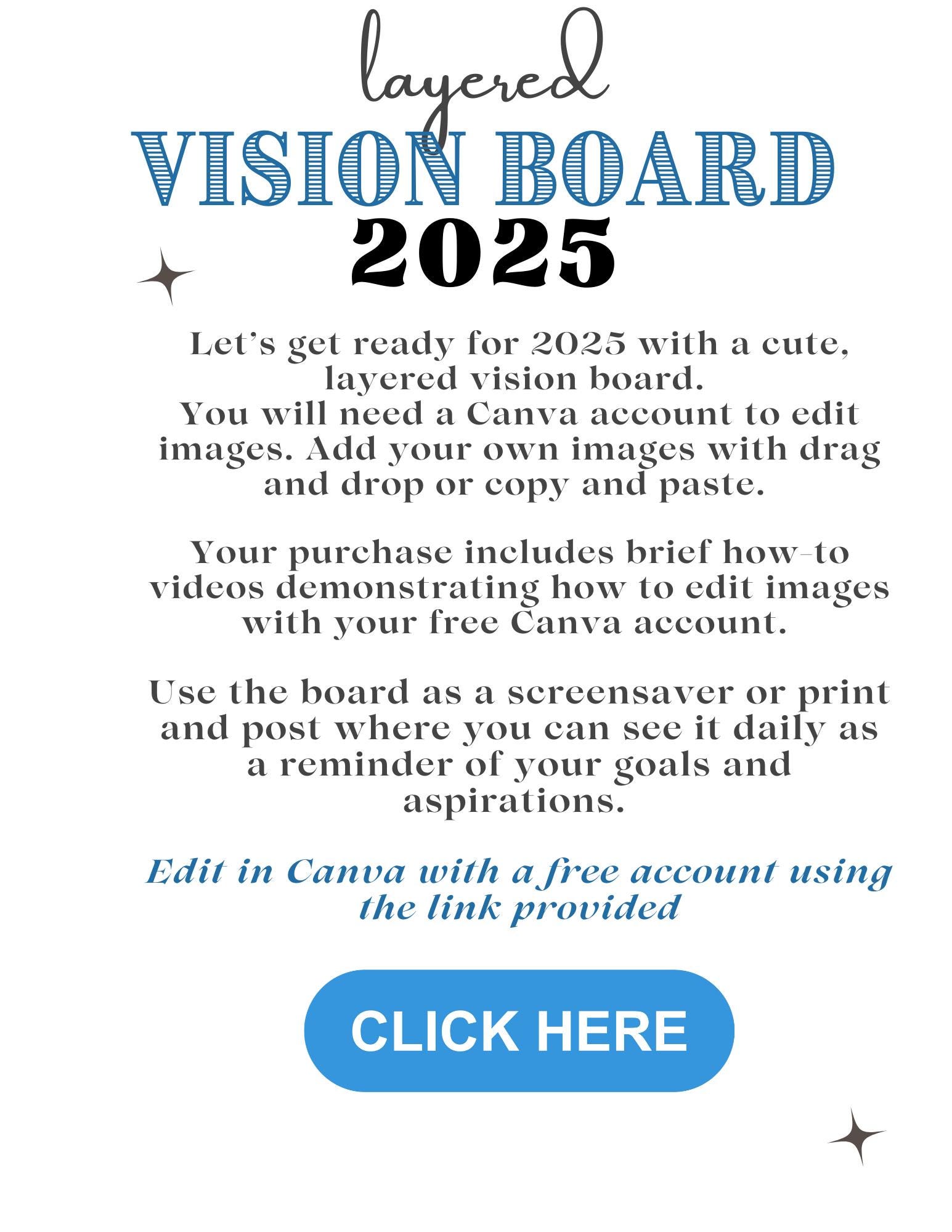 2025 Vision Board Template: Drag & Drop Canva Design (printable Digital ...