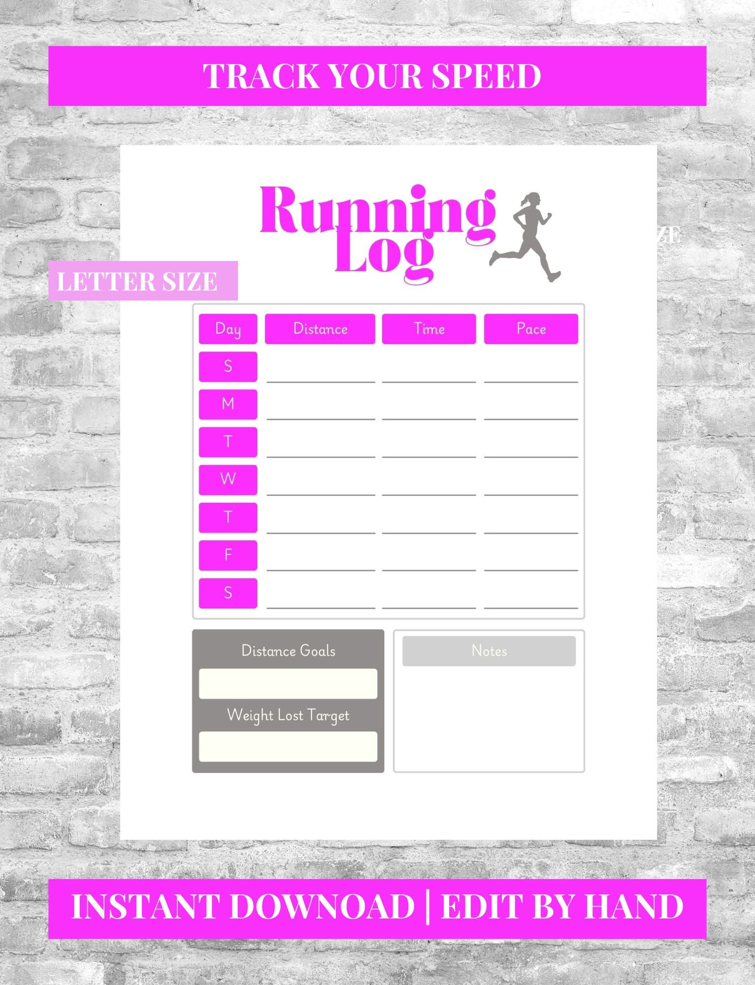 Running Log, Log for Runners, Run Tracker, Running Diary, Running ...