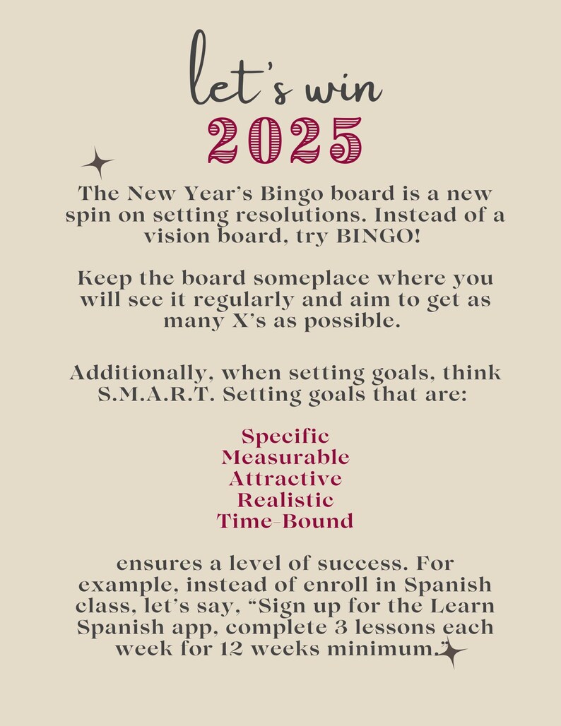 2025 Goals Bingo Board Template | Fun and Unique Goal-setting Printable ...