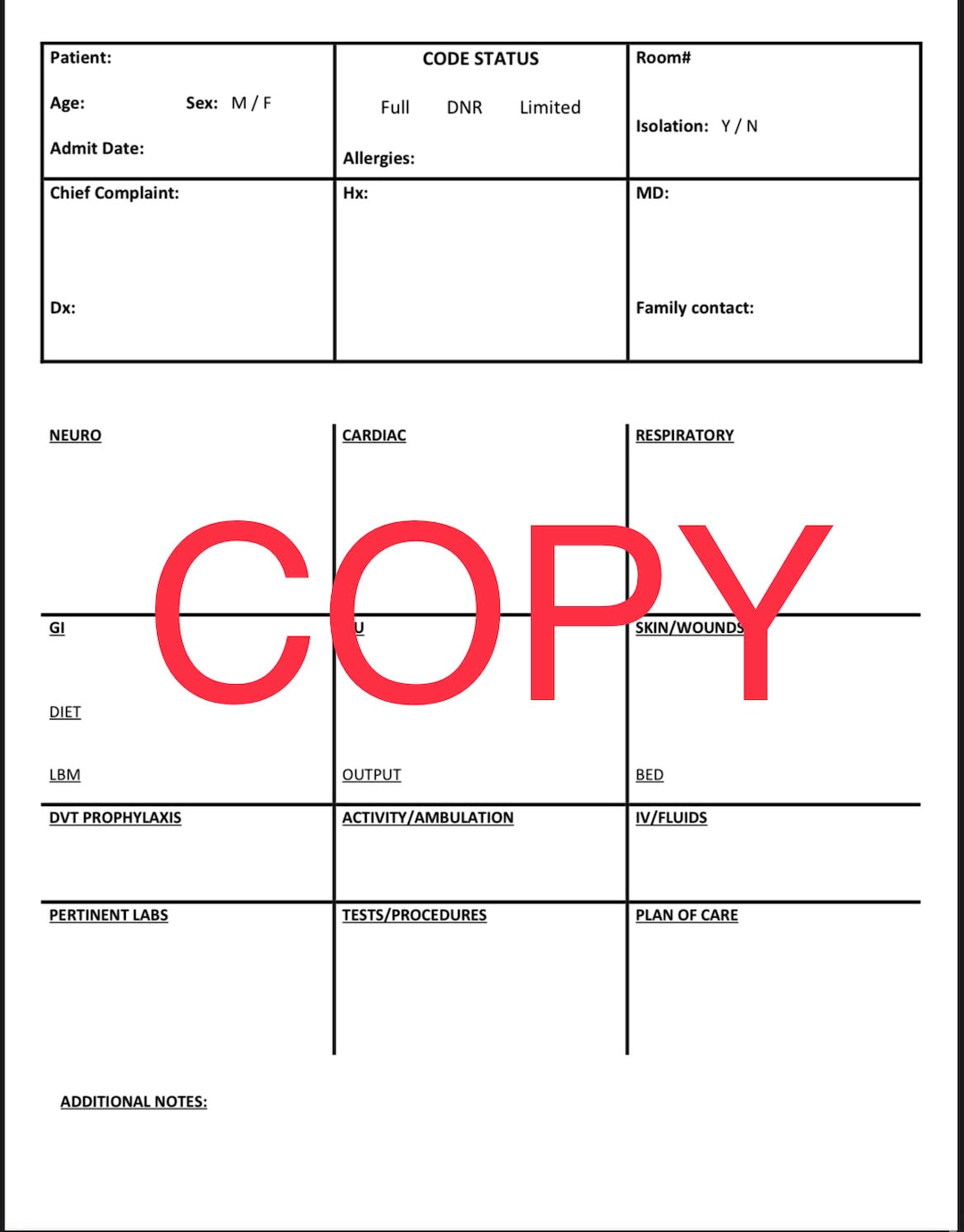 Essential Nurse Handoff Report Sheet - Etsy