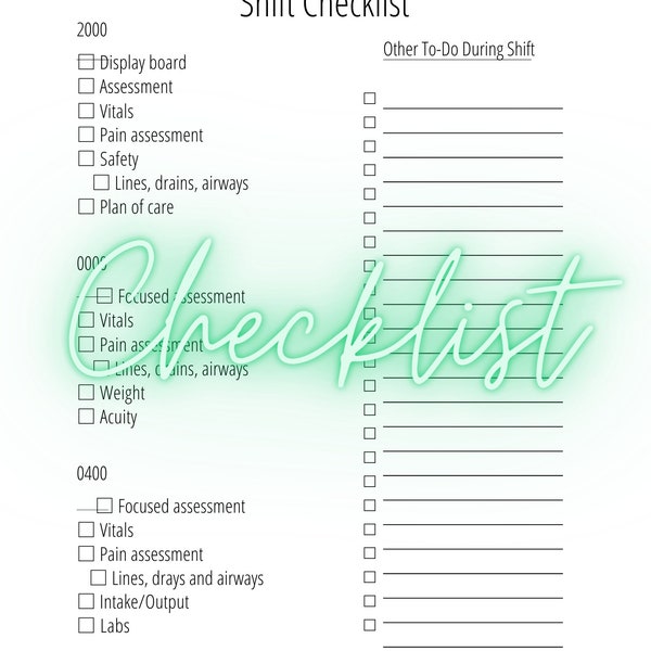 Shift Checklists - Etsy