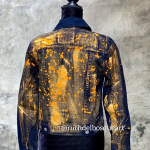 Hand Painted Denim Jacket “golden”, Wearable Art, Fashion Art - Etsy