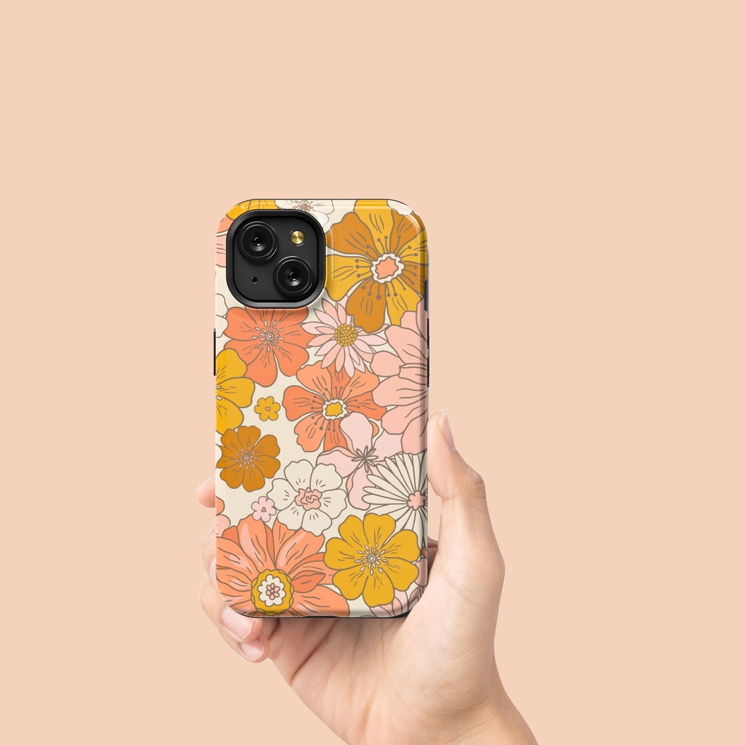 Vintage Pastel Floral Tough iPhone Case, Retro iPhone Case for iPhone 7, 8, X, 11, 12, 13, 14 ...