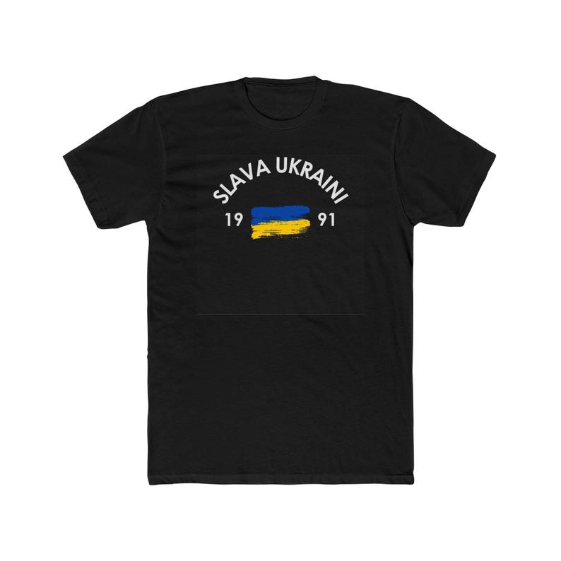 Slava Ukraini Black Tee - Ukraine Flag & 1991 Independence Pride Shirt ...
