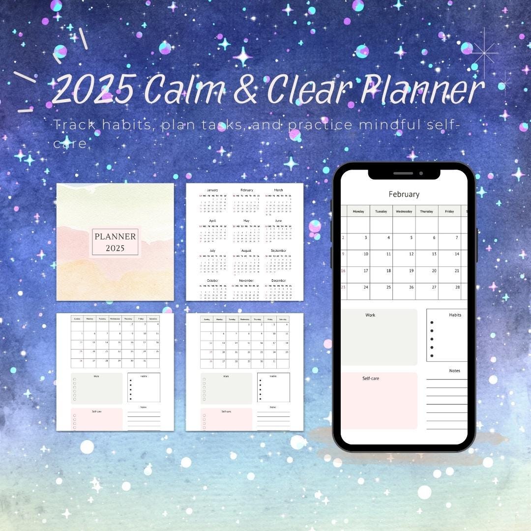 2025 Calm and Clear Planner Minimalist Pastel Daily Organizer for Work ...