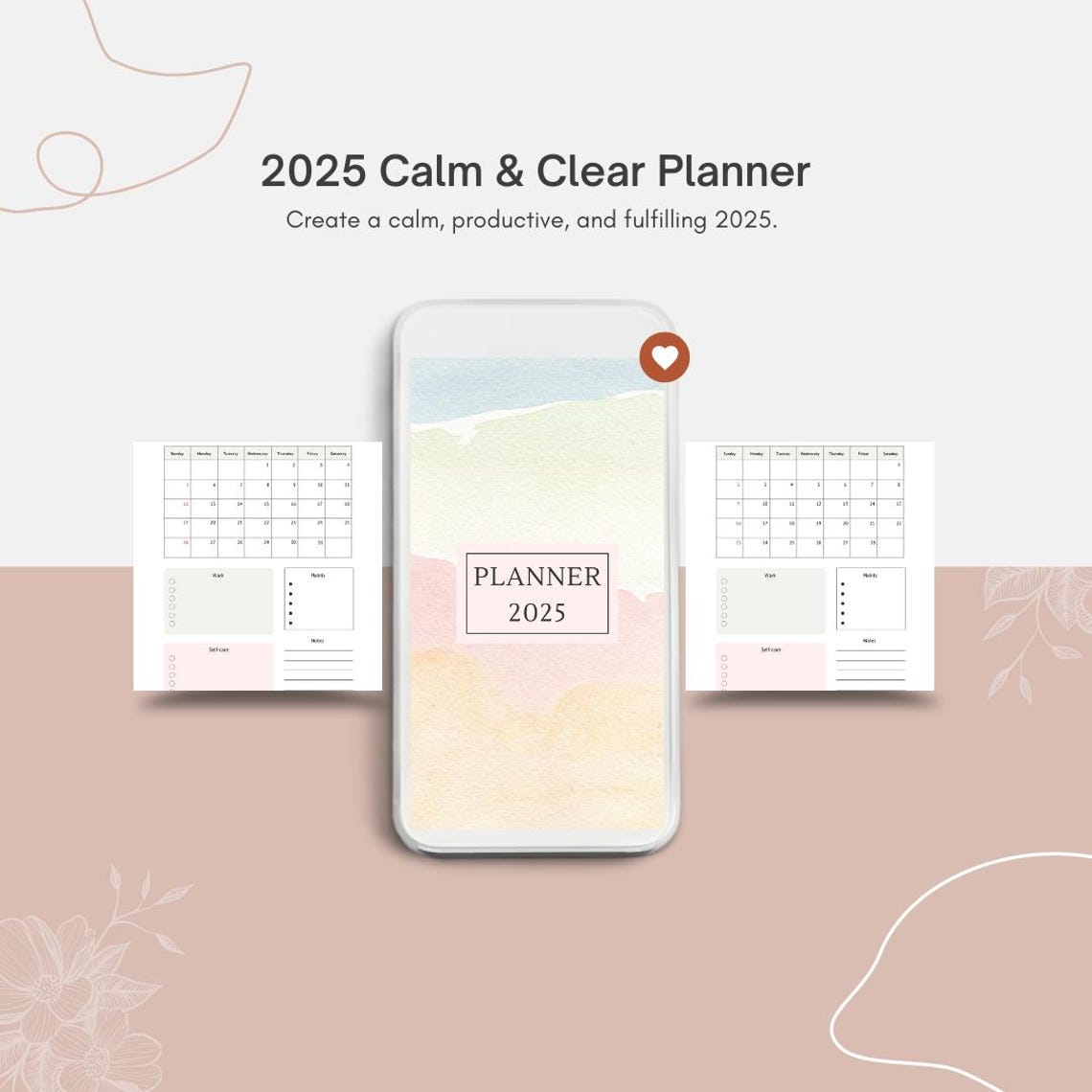 2025 Calm and Clear Planner Minimalist Pastel Daily Organizer for Work ...