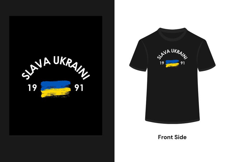 Slava Ukraini Black Tee - Ukraine Flag & 1991 Independence Pride Shirt ...