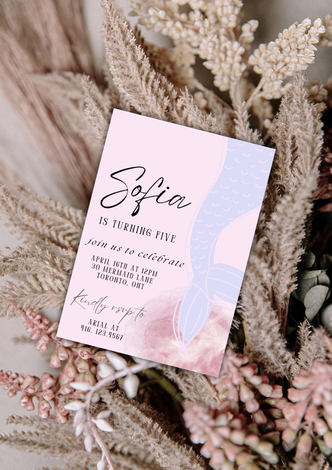 Mermaid Invitation Template Shellabration Party Invitation Sea Shells ...