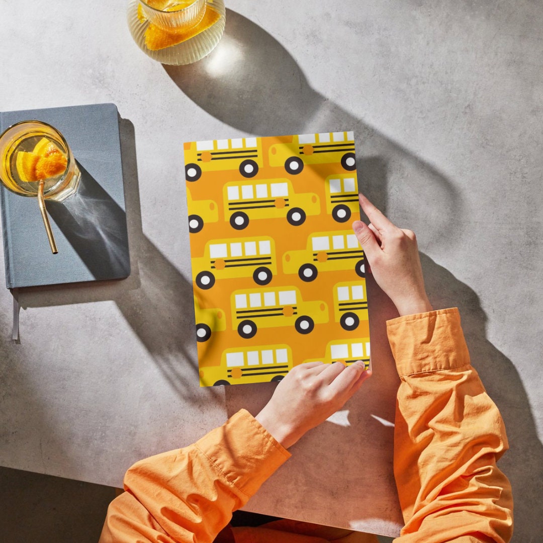 Wide Lined Notebook, School Bus Notebook, Teacher Gift, Teacher ...