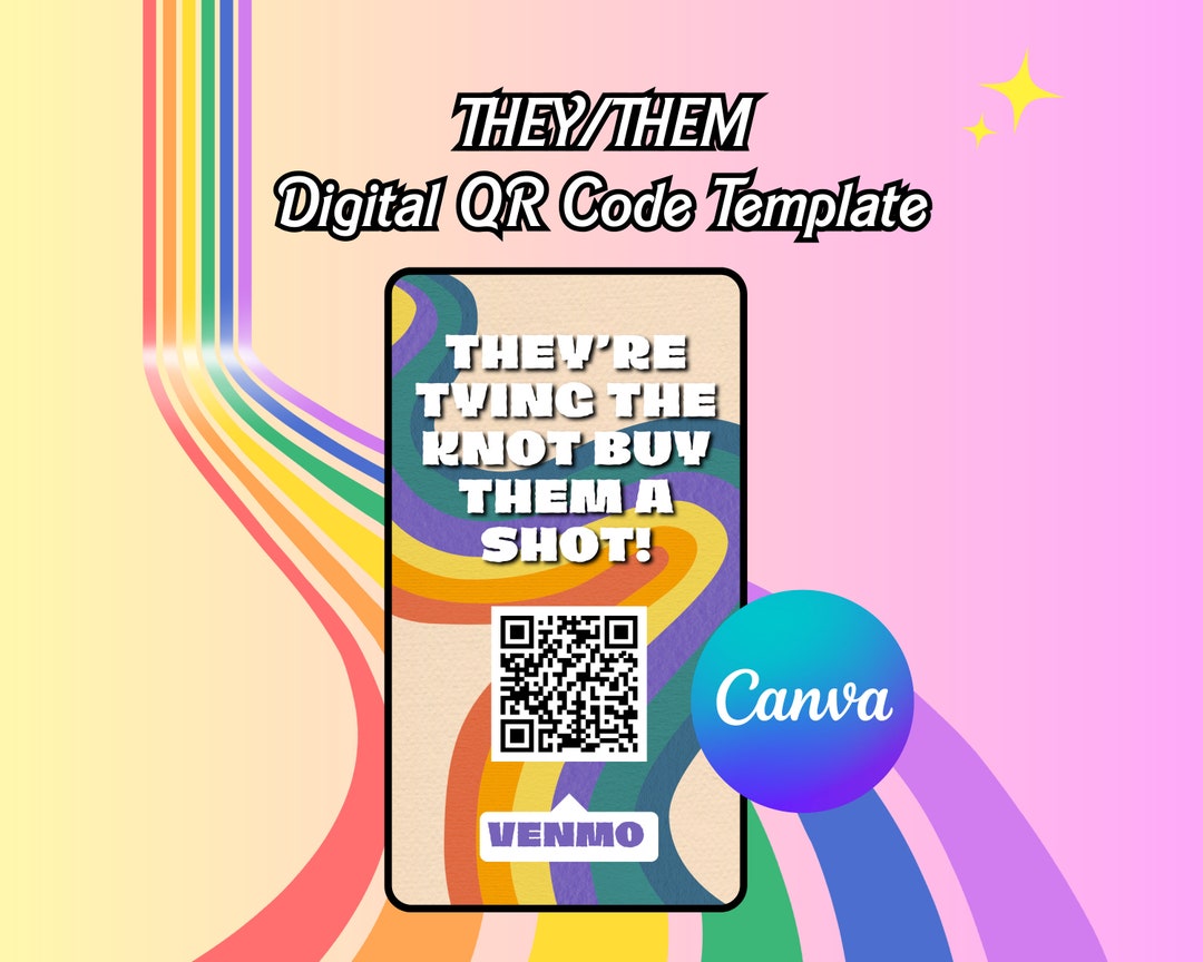 THEY/THEM Rainbow QR Code Instagram Story Instant Download. Editable ...