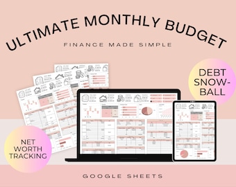Ultimate Monthly Budget Tracker for Google Sheets, Budget Planner ...