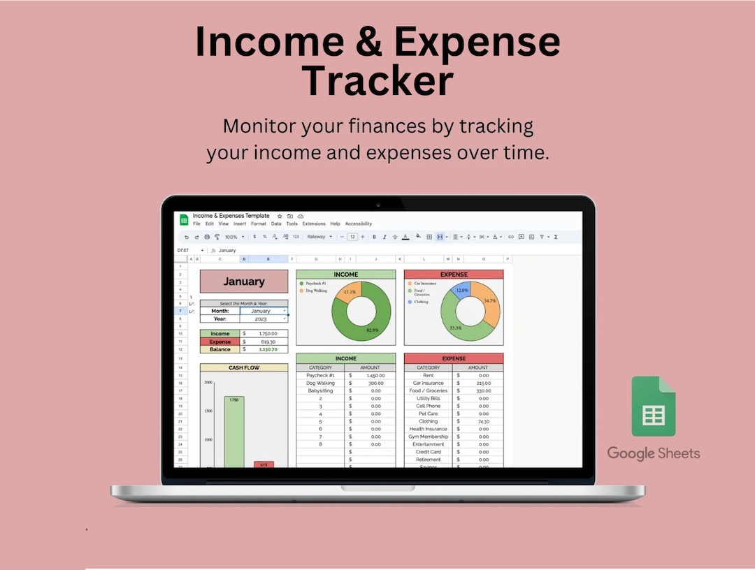 Income Vs. Expense Tracker | Google Sheets Template - Etsy