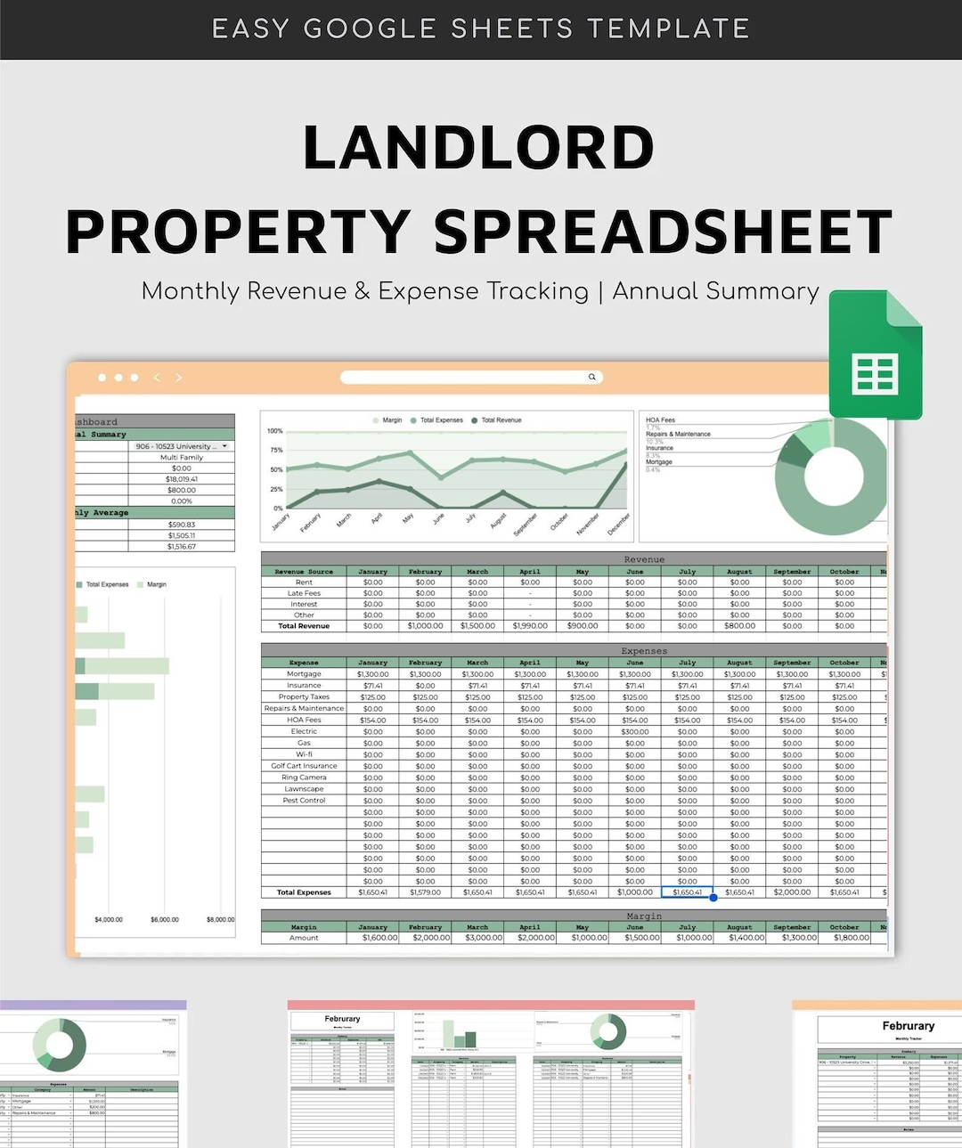 Landlord Rental Property Spreadsheet Template Google Sheets | Landlord ...