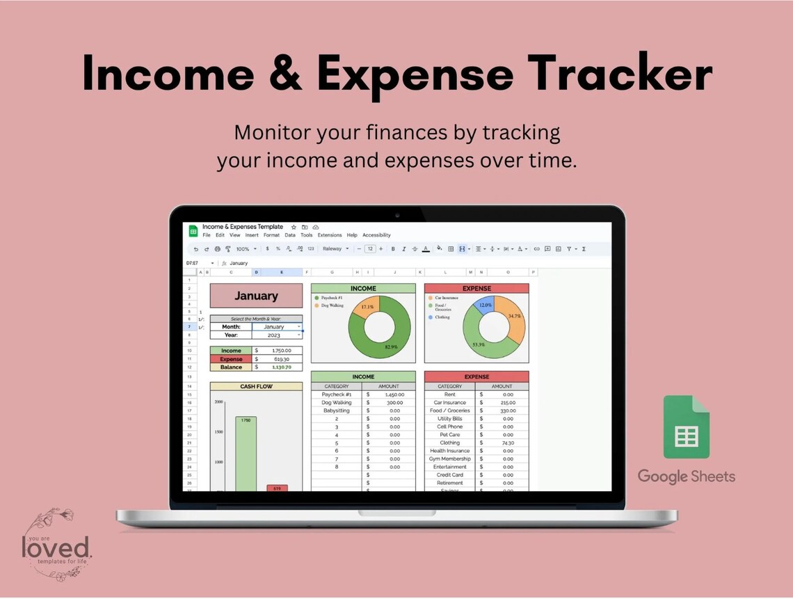 Income Vs. Expense Tracker | Google Sheets Template - Etsy