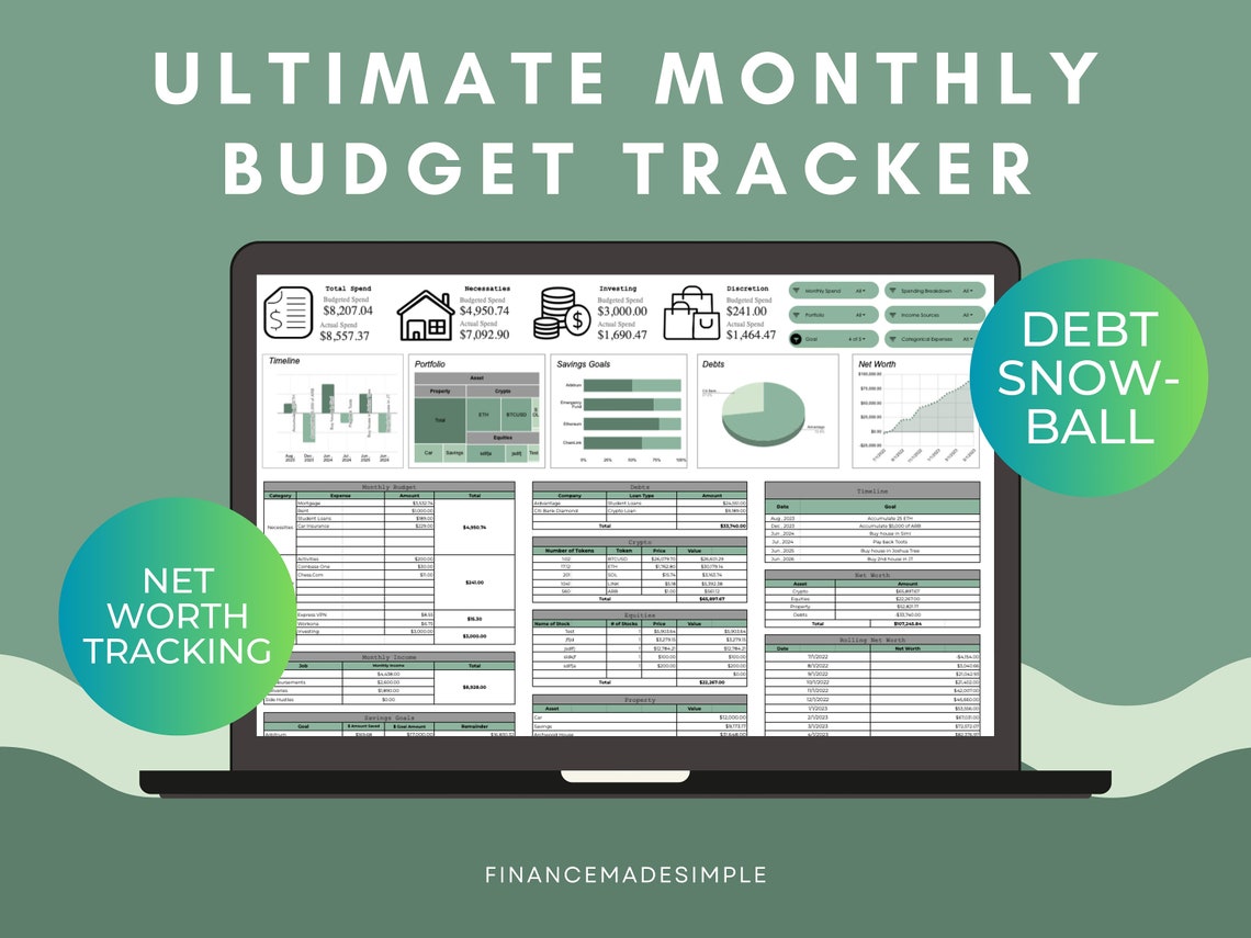 Ultimate Monthly Budget Tracker for Excel, Budget Planner, Budget ...