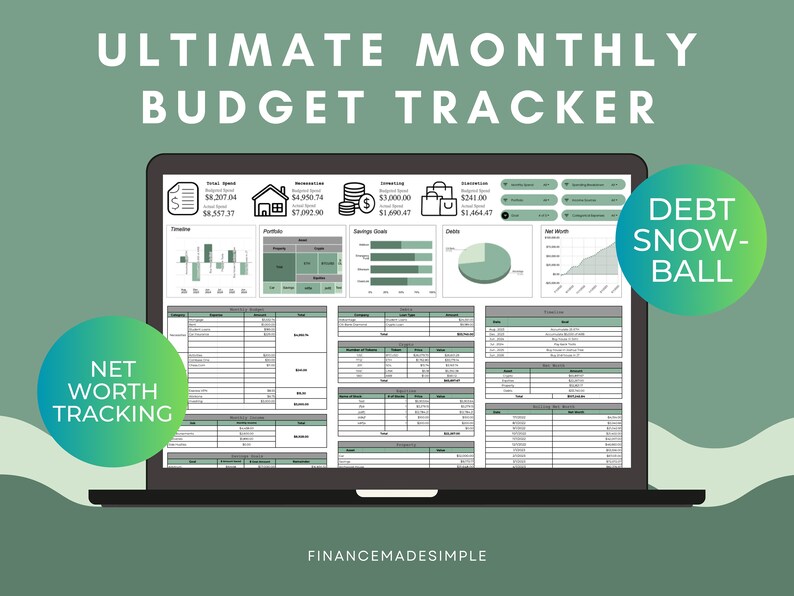 Ultimate Monthly Budget Tracker for Excel, Budget Planner, Budget ...
