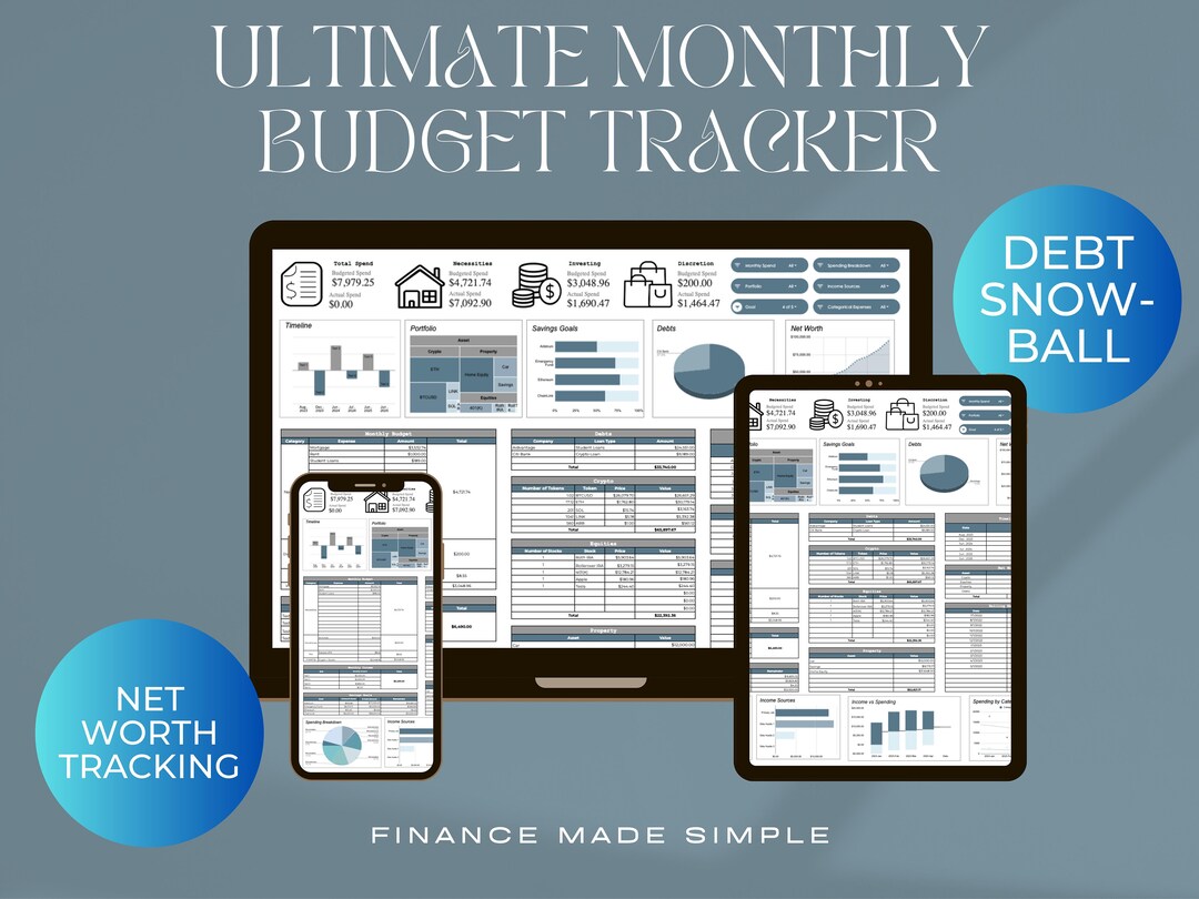 Ultimate Monthly Budget Tracker for Excel, Budget Planner, Budget ...