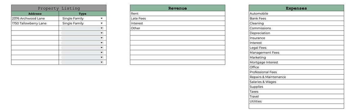 Landlord Rental Property Spreadsheet Template Google Sheets | Landlord ...