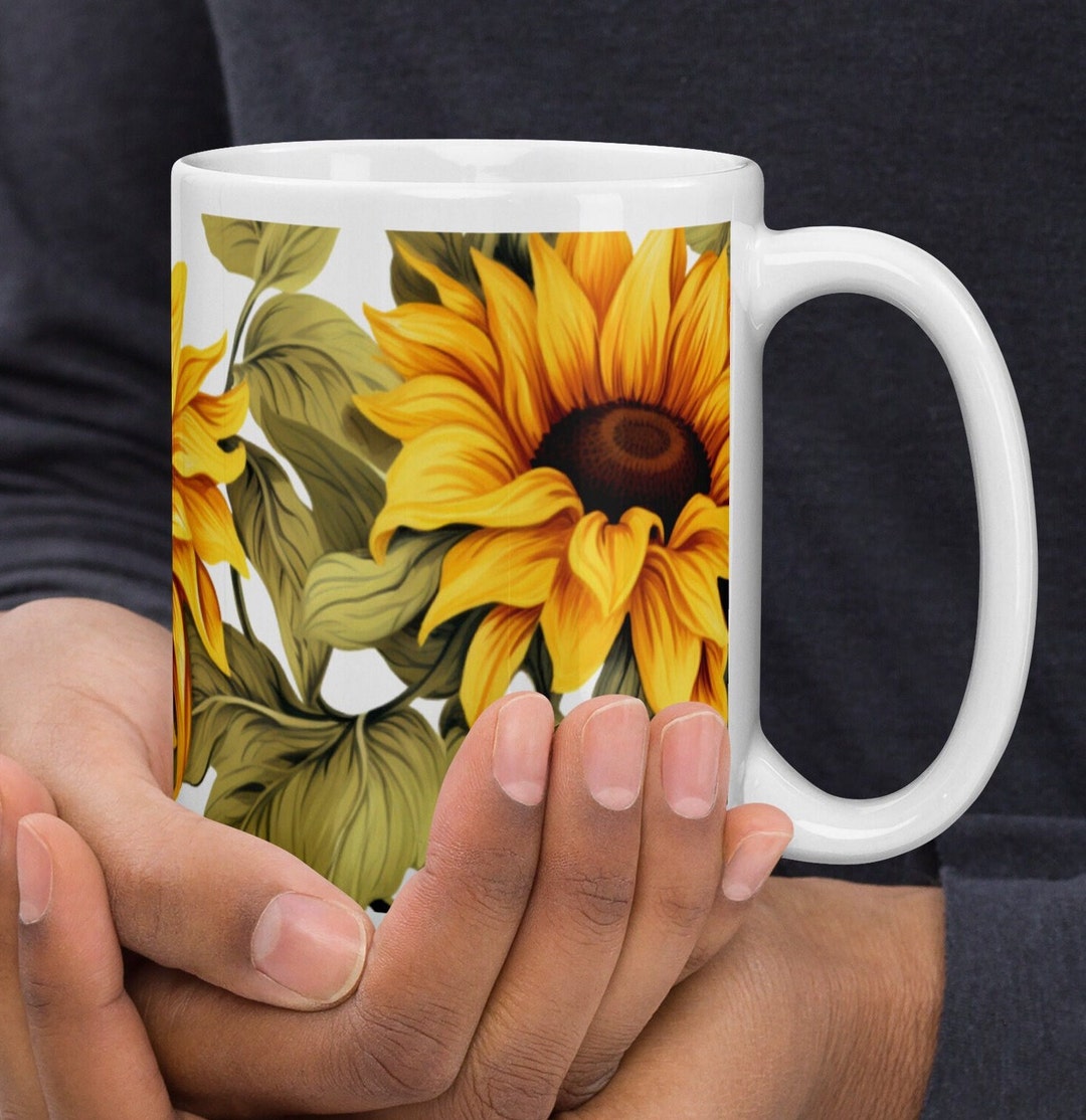 Sunflower Mug, Mug With Sunflowers, Gift for Sunflower Lover, Sunflower ...