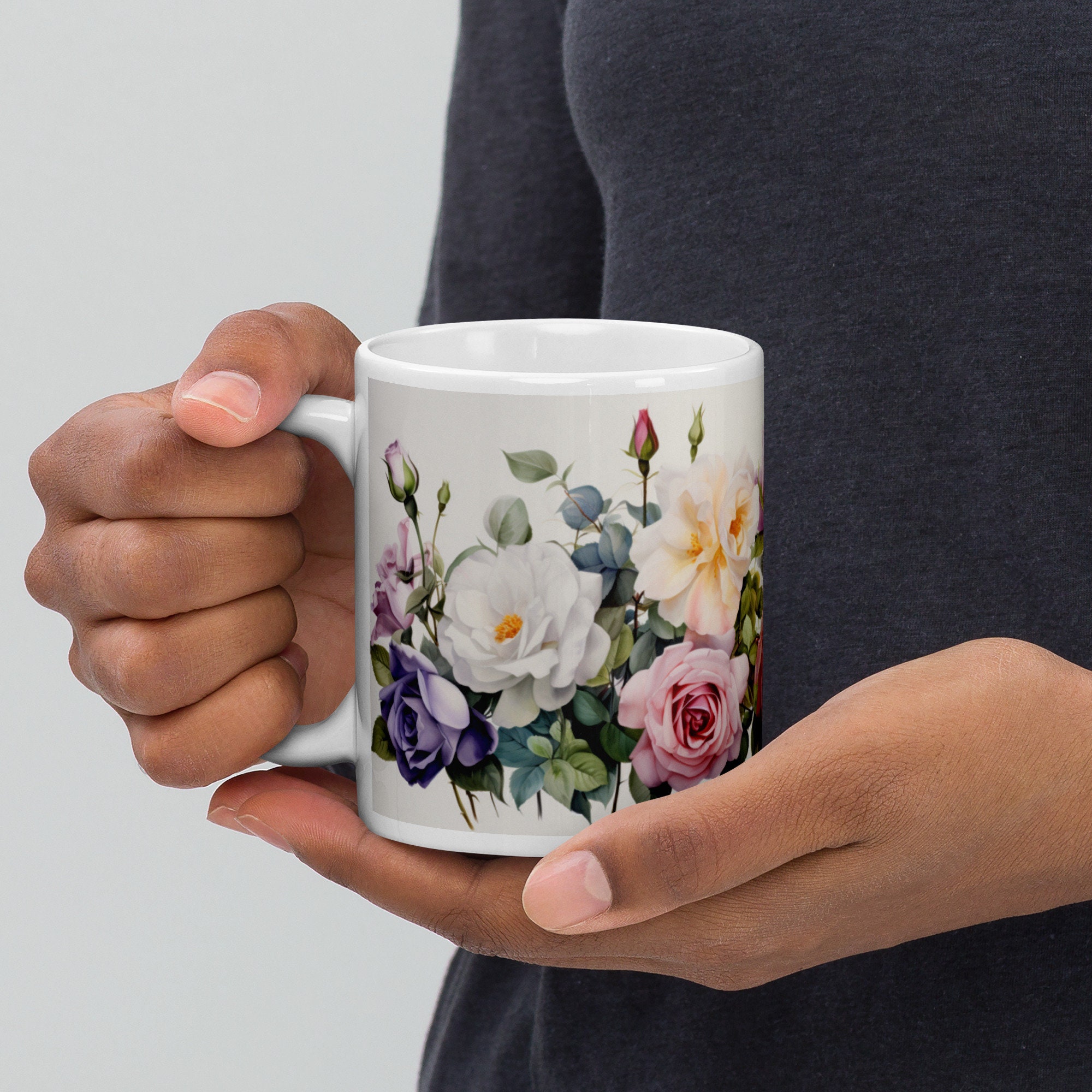 Rose Coffee Mug, Coffee Mug With Roses, Rose Lover Gift, Rose Covered ...