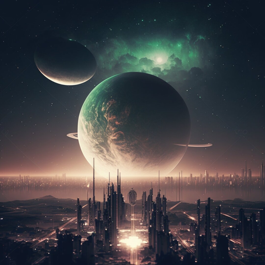 Ai-generated Art Piece Featuring a Futuristic Space City Digital ...