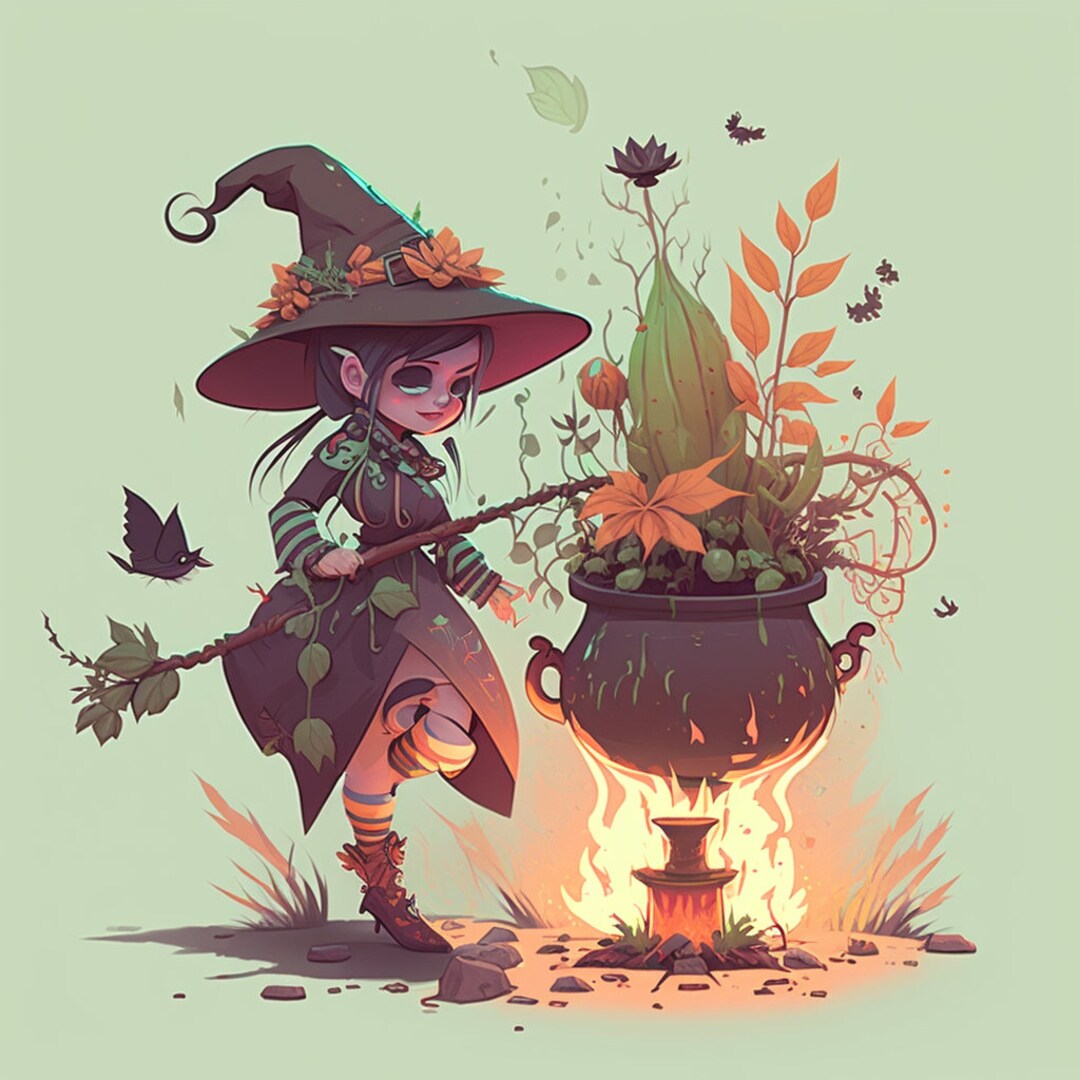 Charming Cartoon Witch Digital Download - Etsy