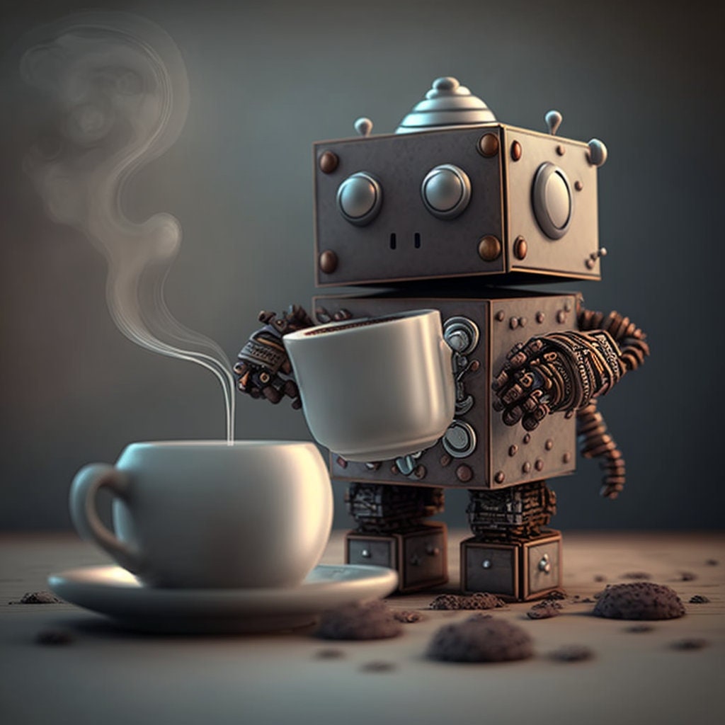 Robot Enjoying a Cup of Tea Digital Download - Etsy