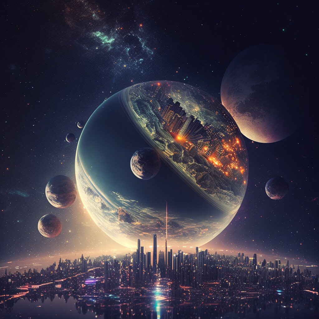 Ai-generated Art Piece Featuring a Futuristic Space City Digital ...