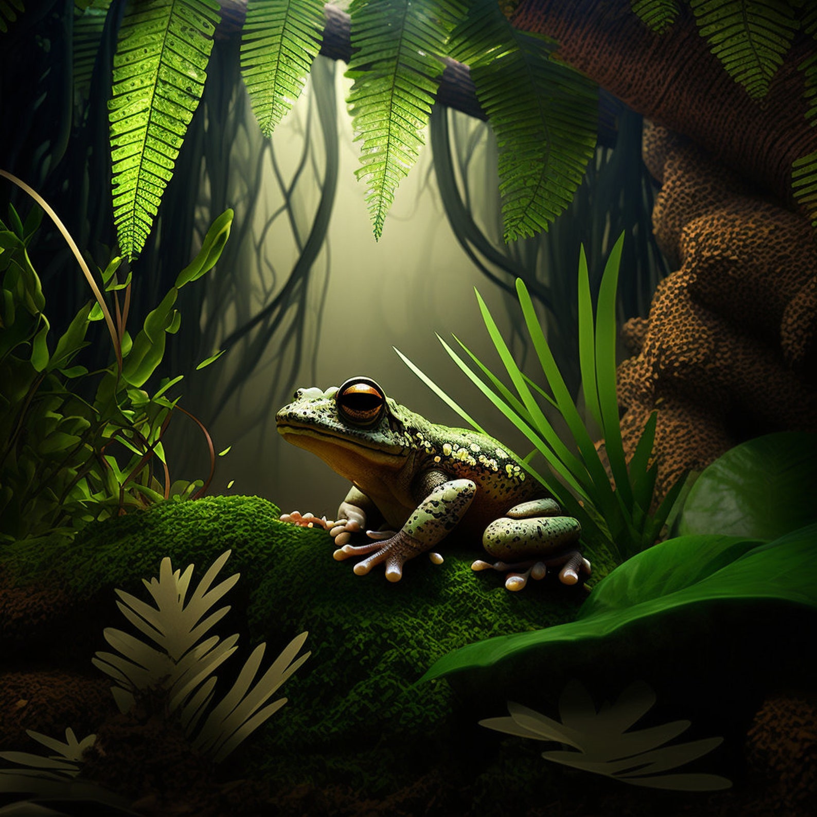 Frog in a Lush Tropical Jungle Digital Download - Etsy
