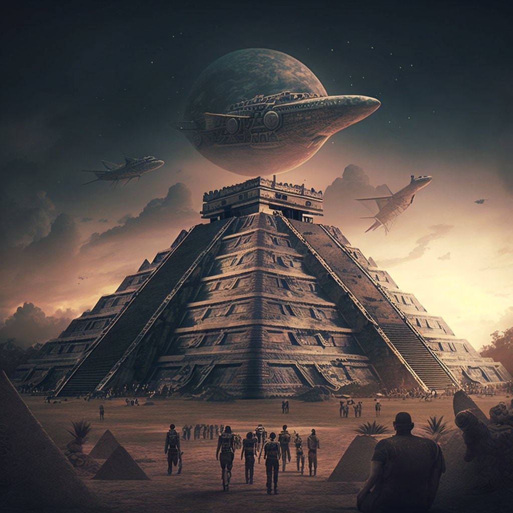 Mayan Pyramid and Alien Spaceships Digital Download - Etsy