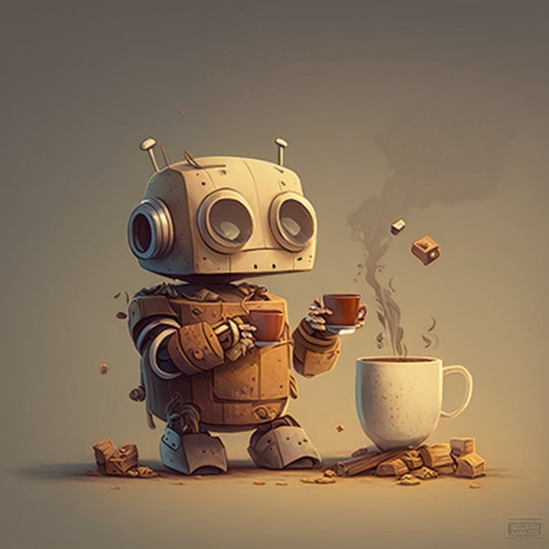 Robot Enjoying a Cup of Tea Digital Download - Etsy