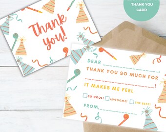 Kids Printable Fill in the Blank Thank You Card, Kids Printable Thank ...