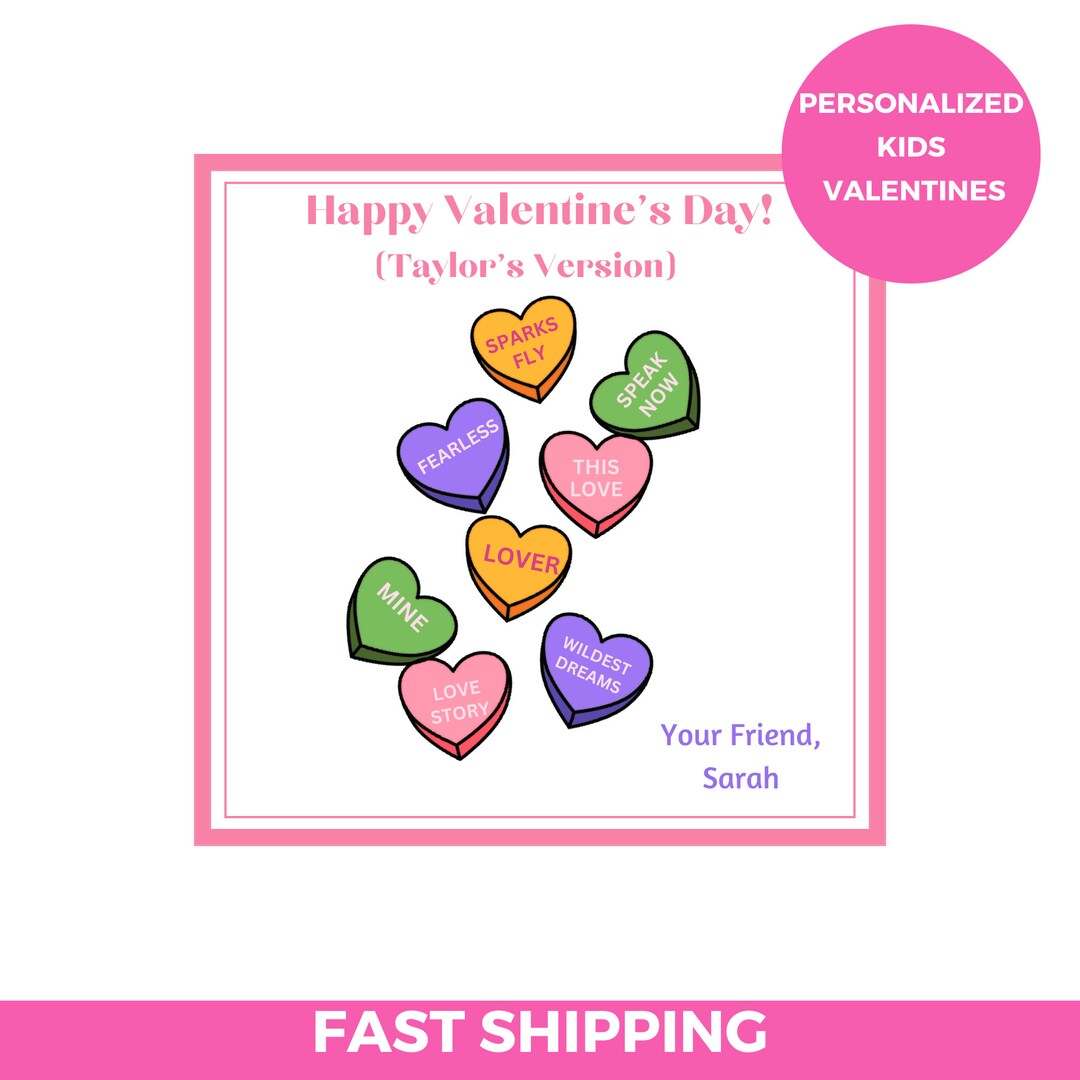 Kids Valentines--taylor Swift Inspired Valentines --- Printed ...