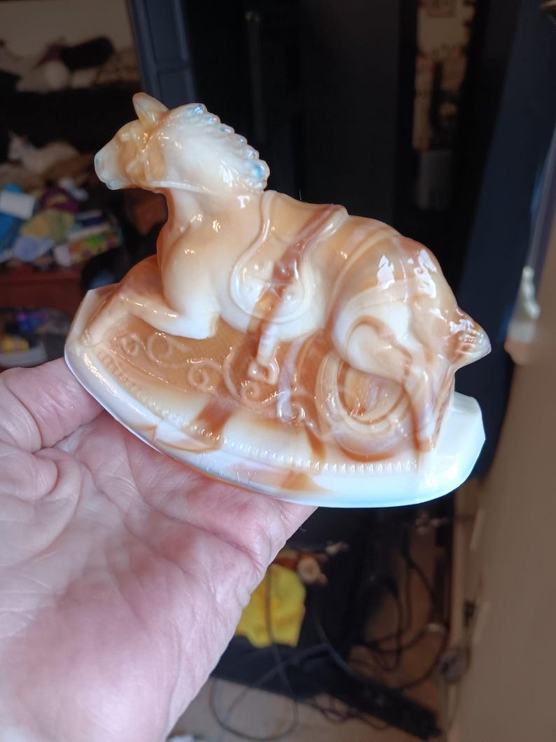 3" Caramel Boyd Slag Rocking Horse "rocky" 1982 - Etsy