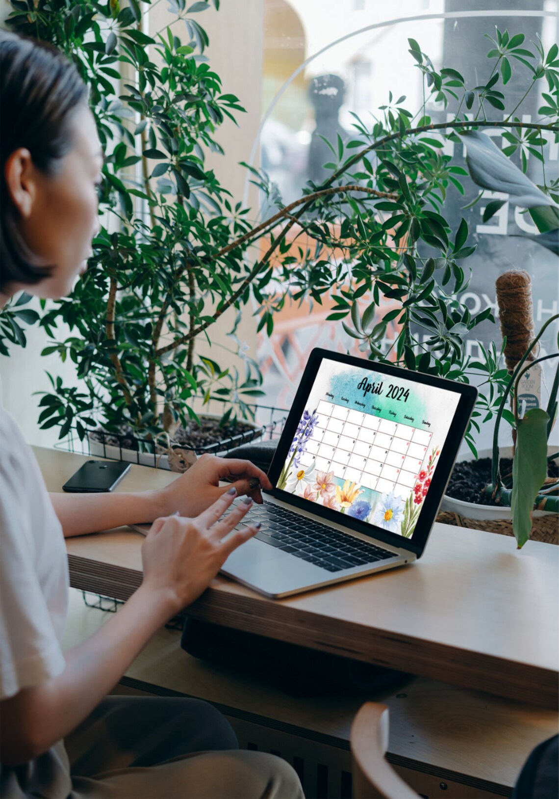 EDITABLE April 2024 Calendar, Floral Spring, Monthly Planner, Kids ...