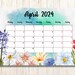 EDITABLE April 2024 Calendar, Floral Spring, Monthly Planner, Kids ...