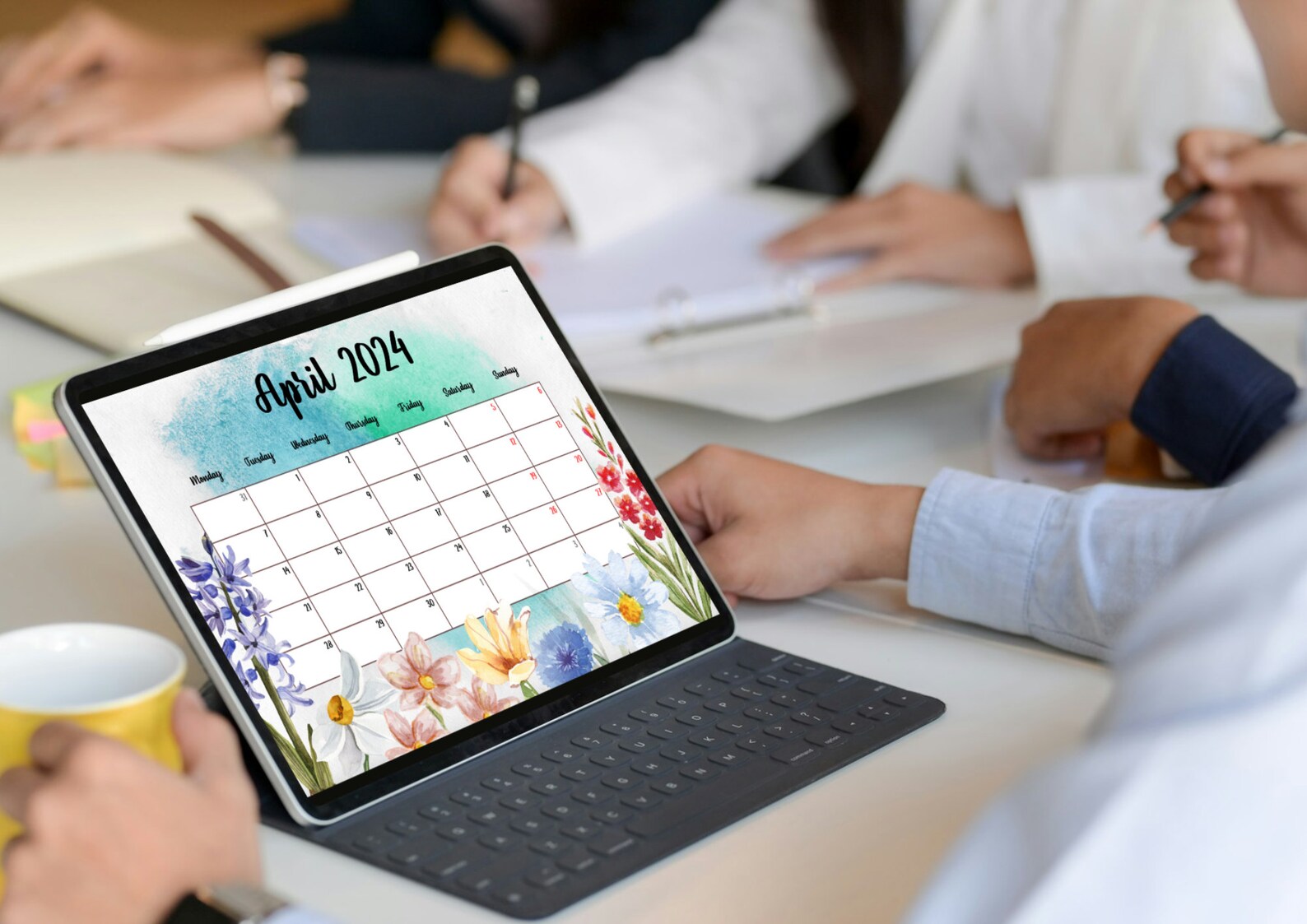 EDITABLE April 2024 Calendar, Floral Spring, Monthly Planner, Kids ...