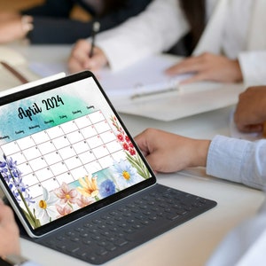 EDITABLE April 2024 Calendar, Floral Spring, Monthly Planner, Kids ...