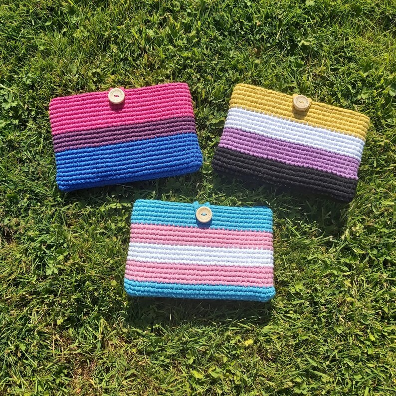 PRIDE Crochet Book Sleeve, LGBTQ Book Lovers, Trans Flag, Bisexual Flag ...