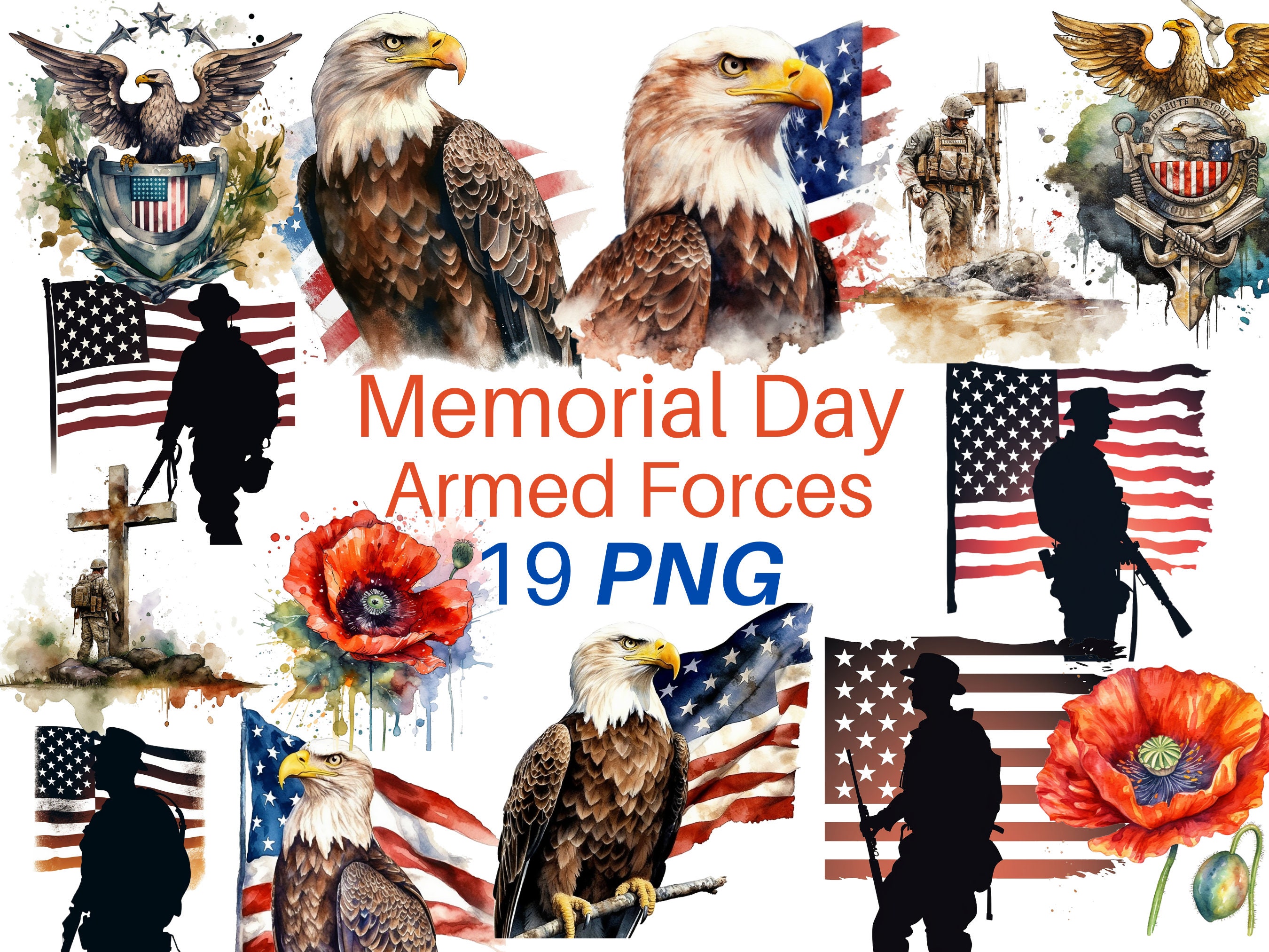 Memorial Day Tribute Clipart Bundle - Etsy