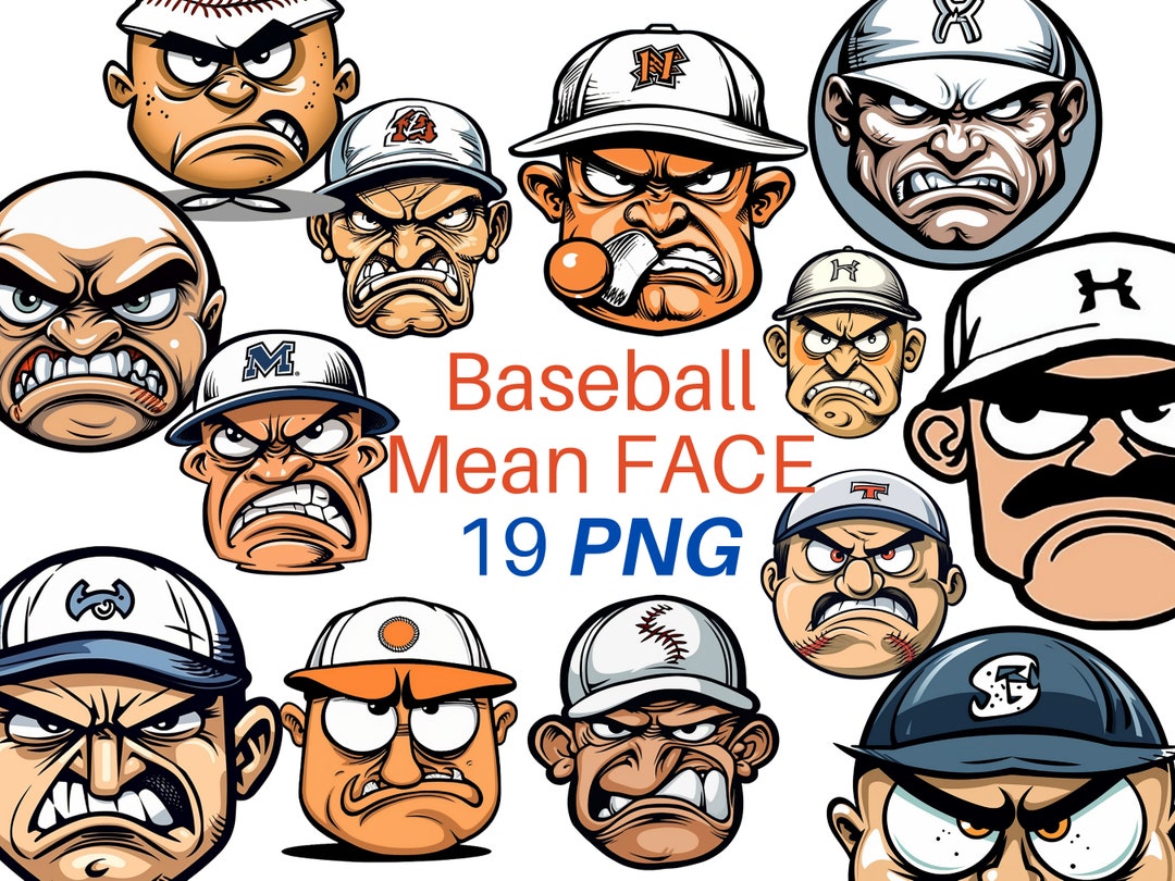 Baseball Mean Face Clipart Collection - Etsy