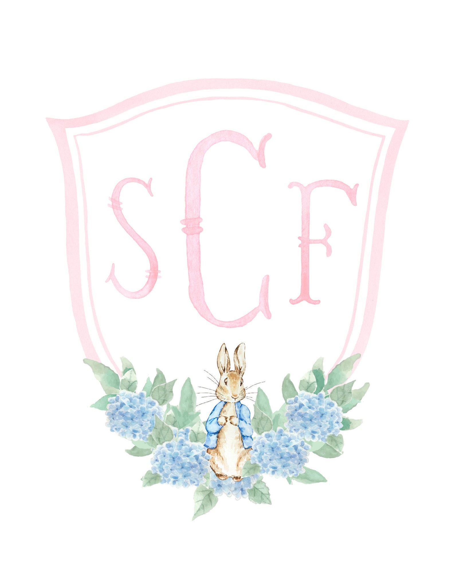 Peter Rabbit Crest, Custom Nursery Crest, Floral Crest, Peter Rabbit ...