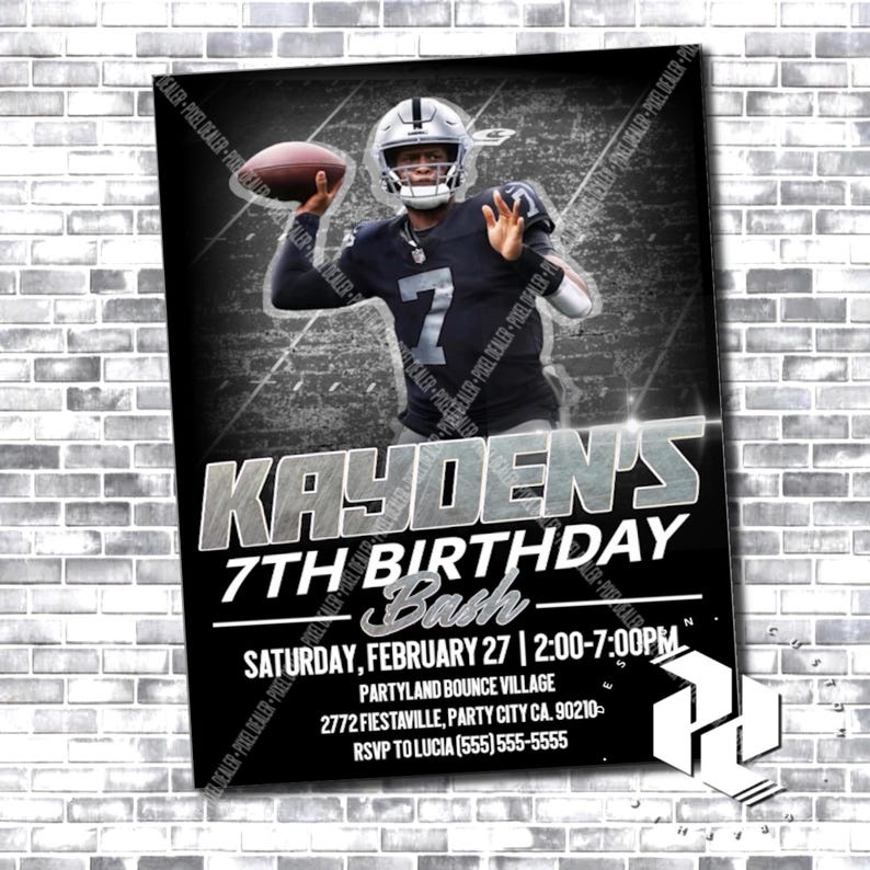 Geno Smith Invitation - Las Vegas Raiders - Raiders Birthday Invitation ...