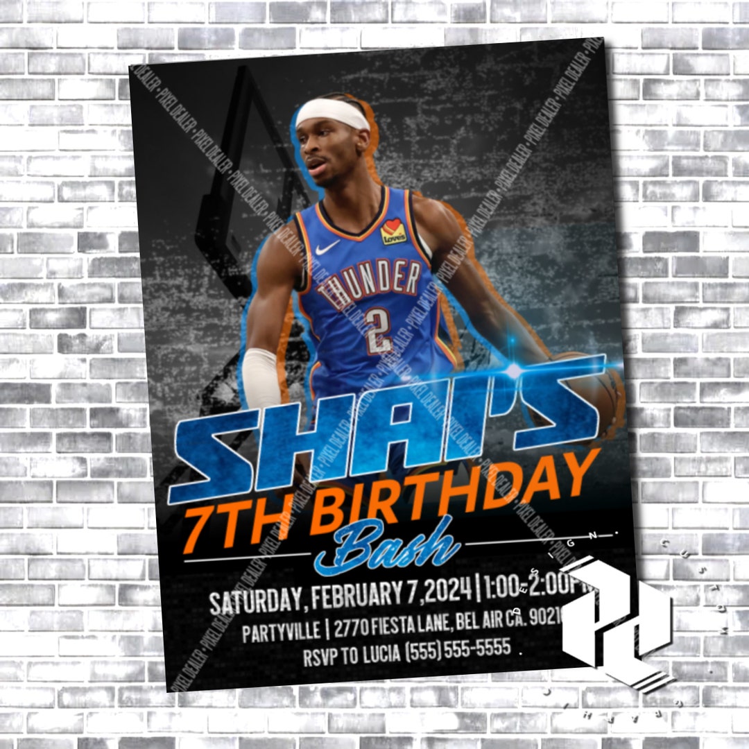 Custom Shai Gilgeous-alexander Oklahoma Thunder Birthday Invitation ...