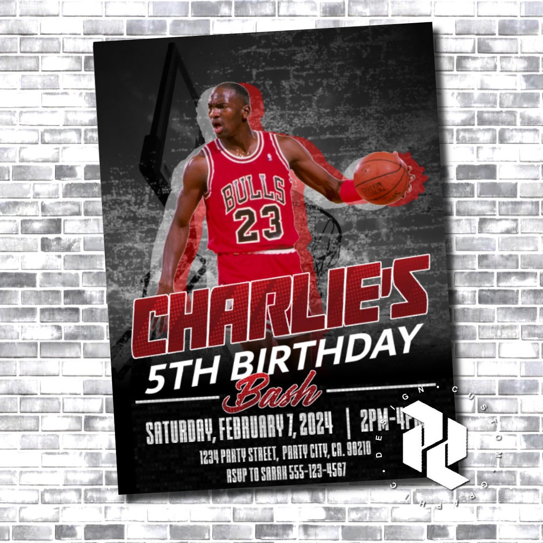 Michael Jordan Invitation Chicago Bulls Michael Jordan NBA Birthday - Etsy